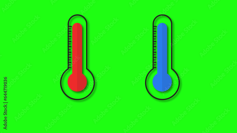 Green screen thermometer 2D animation. Simple temperature rise ...