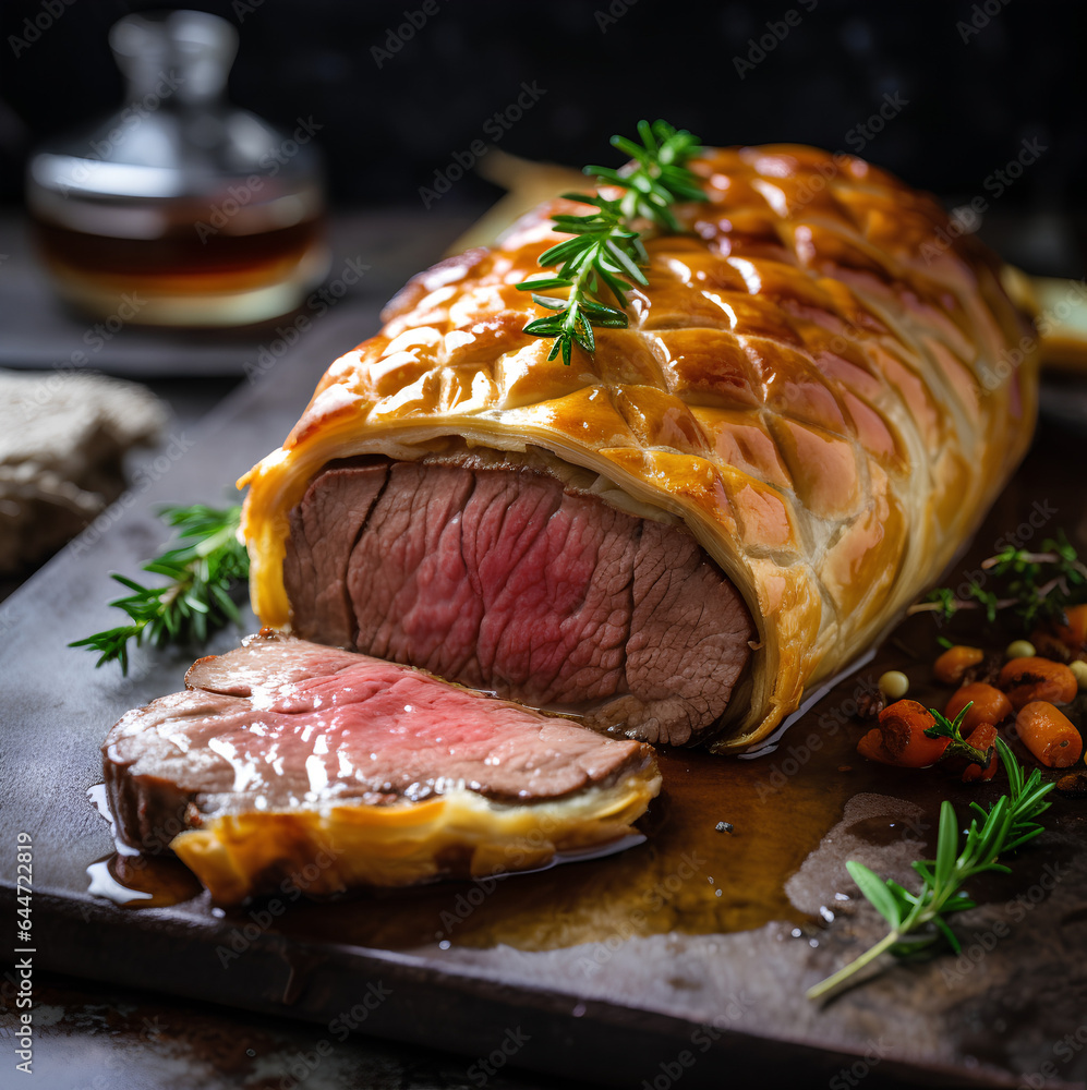A traditional Beef Wellington consists of a beef tenderloin wrapped in ...