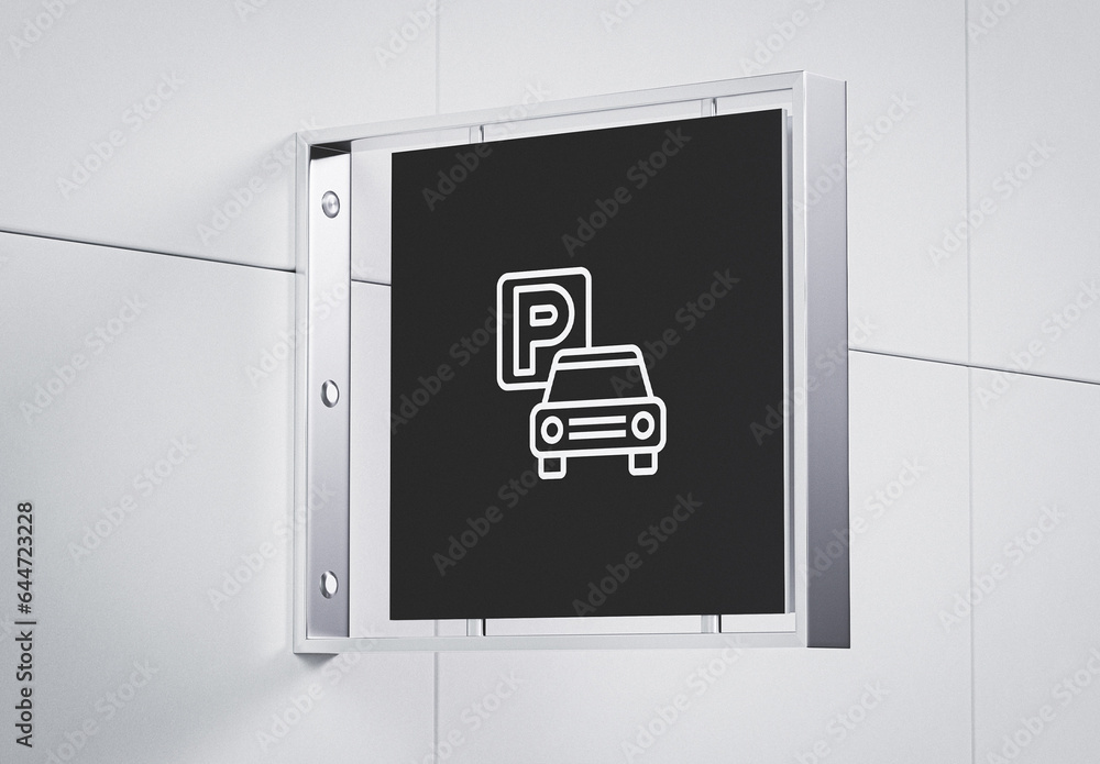 Square Wall Sign Mockup Stock Template | Adobe Stock