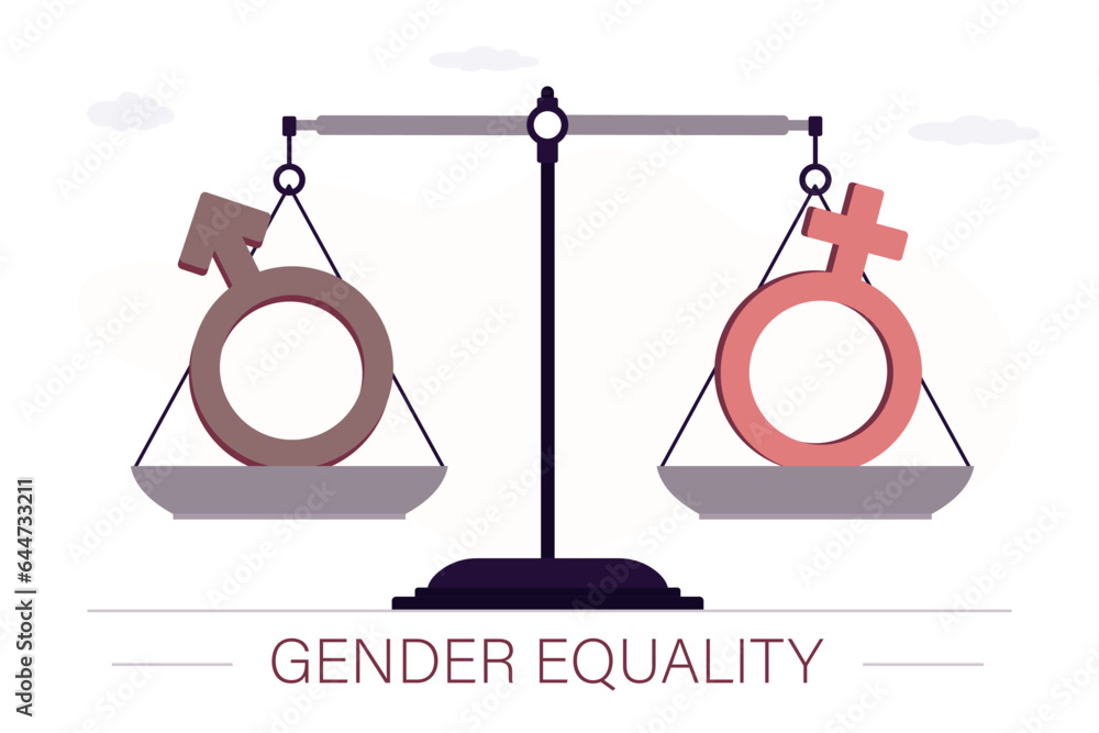 Concept Of Gender Equality With Male Female And Equal Symbols Scale
