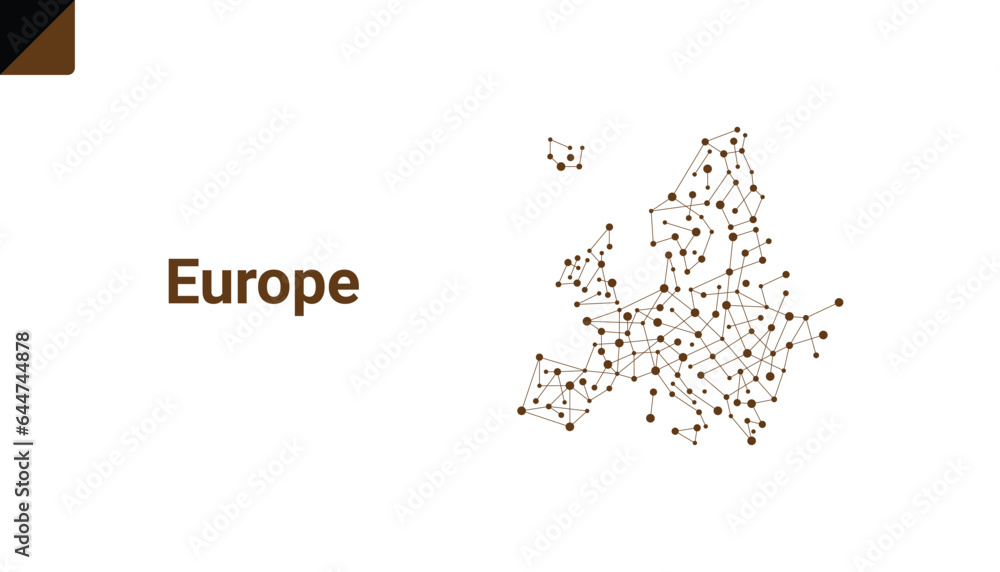 Map of Europe made from points and lines on a white background ...