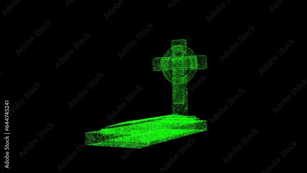 Vidéo Stock 3D Headstone rotates on black background. Death and ...