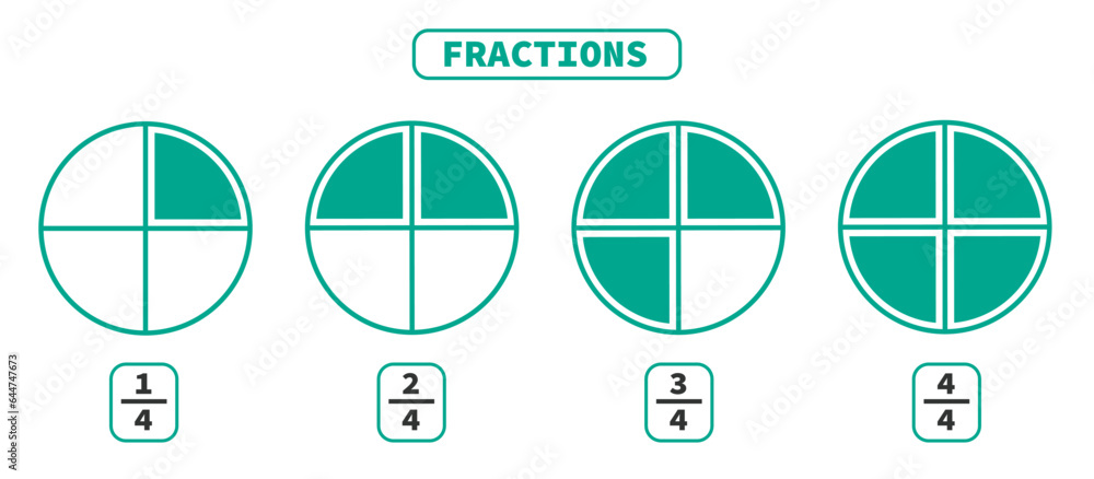 Vector Drawing Of Fractions Worksheet Stock Vector | Adobe Stock