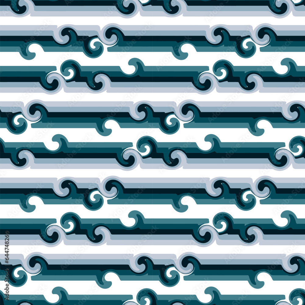 Seamless pattern in retro style. Wavy blue twisted background for ...