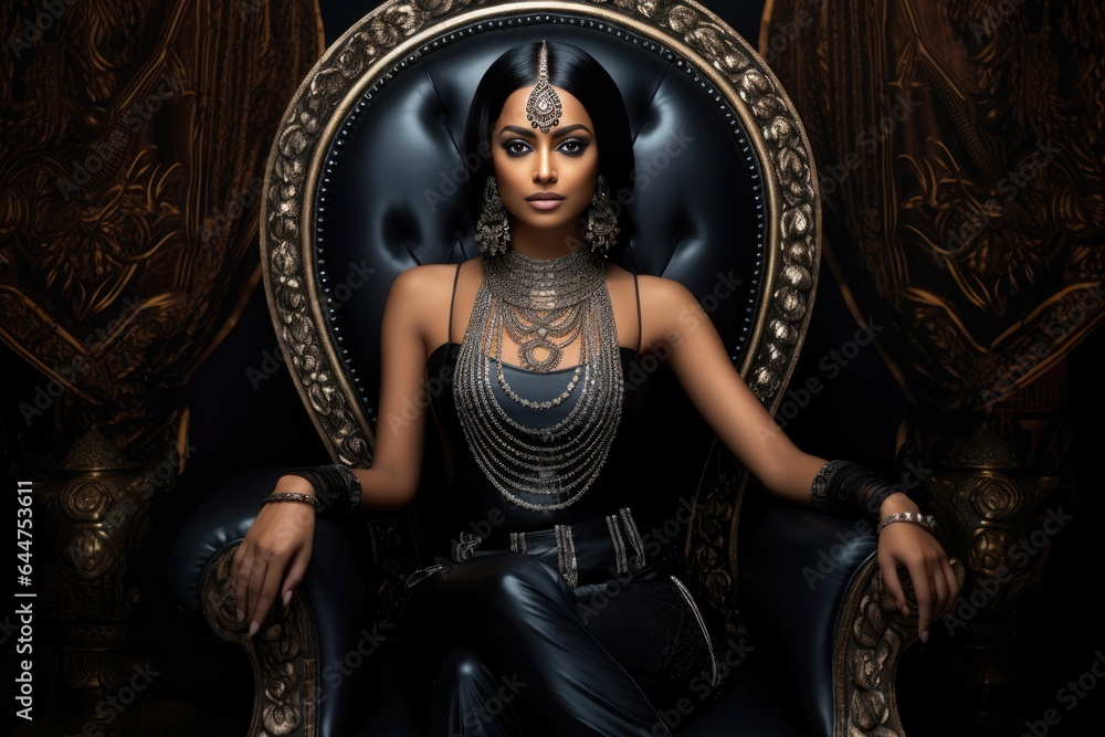 Fictional Character Created By Generated AI.Elegant Queen in Golden ...