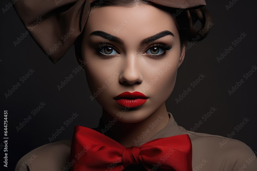 Fictional Character Created By Generated AI.Female model wearing a red ...