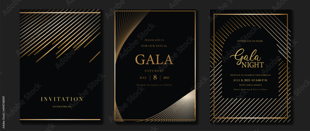 Luxury invitation card background vector. Golden curve elegant, gold ...