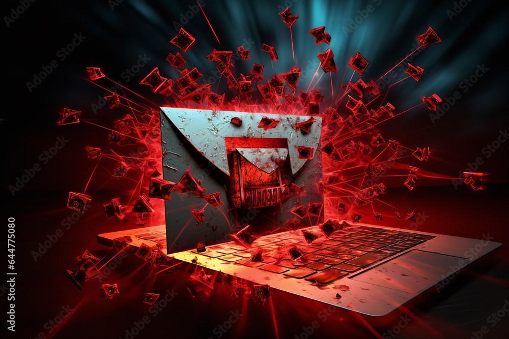 An innocuous email icon morphs sinisterly, releasing streams of malware ...