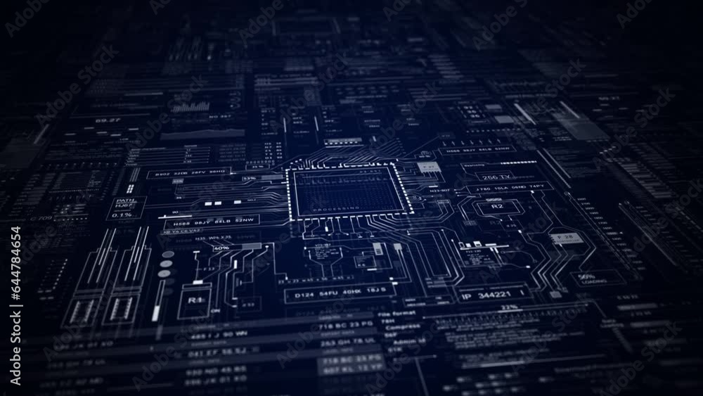 Motherboard lines loading process digiital HUD UI. Sci Fi futuristic ...