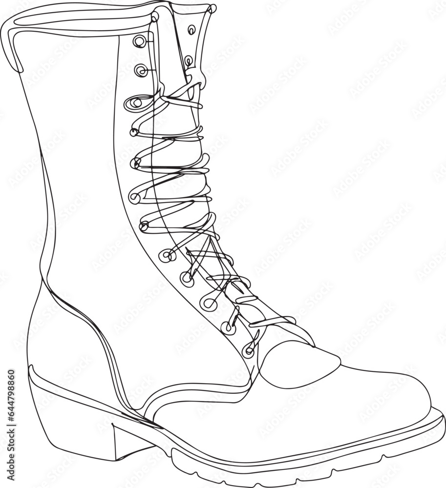 Sleek Continuous Line Boots Illustration - Graphic Template, Minimalist ...