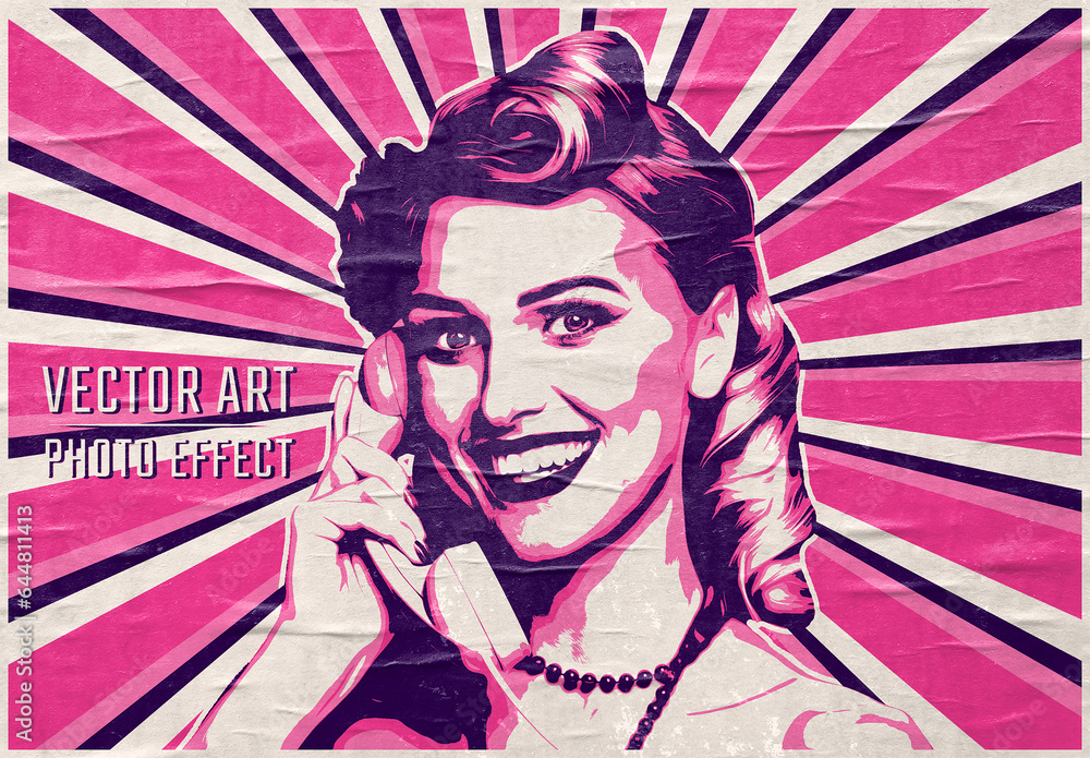 Vintage Vector Art Retro Photo Effect Mockup Stock Template | Adobe Stock