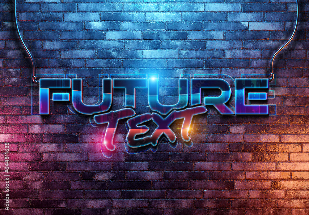 Futuristic Text With Cyber Neon Effect Mockup Stock Template | Adobe Stock