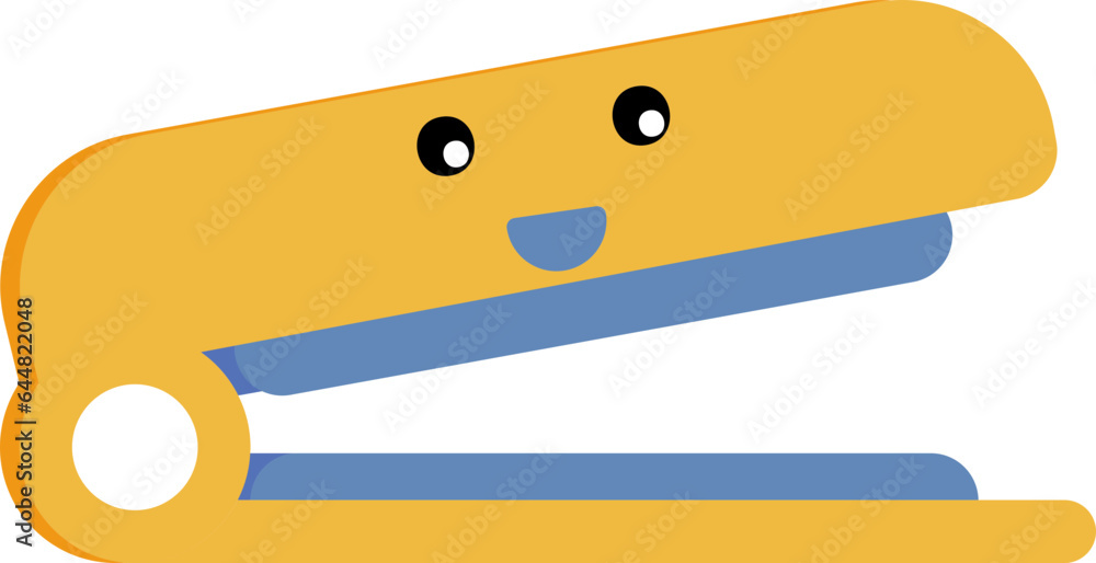 Cartoon Face Stapler Icon In Yellow And Blue Color. Stock Vector ...