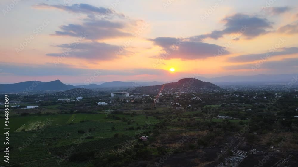 Incredible aerial view of a sunset in rural Mexico. Drone video ...