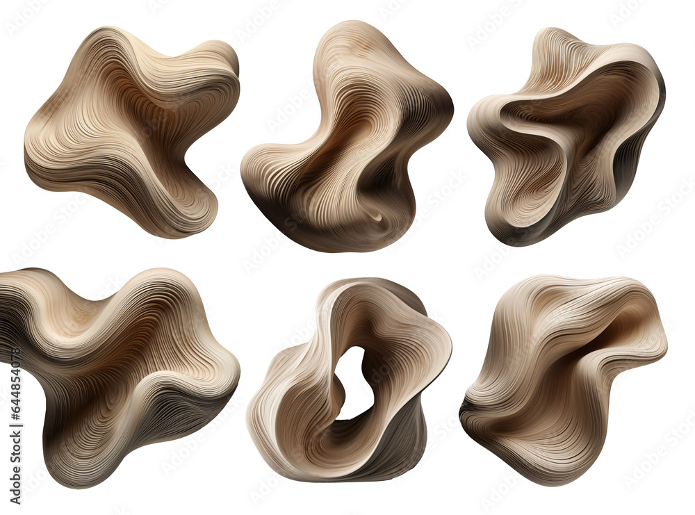 Abstract natural wavy wooden shapes set isolated. Organic dry curve ...