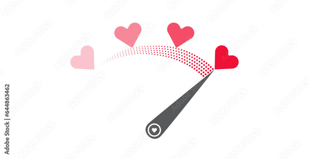 Love level measurement vector illustration with indicator, red hearts ...
