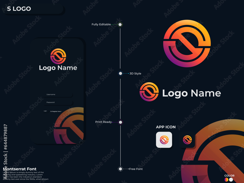 S logo design. Colorful S. Lettering design. Business. Premium logo ...