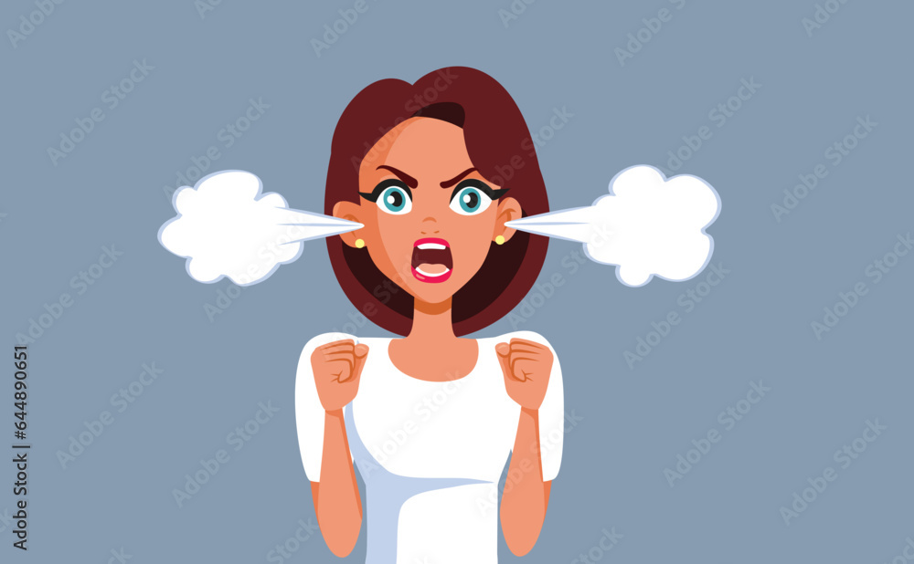 Angry Woman Having a Breakdown Moment of. Crisis Vector Cartoon ...