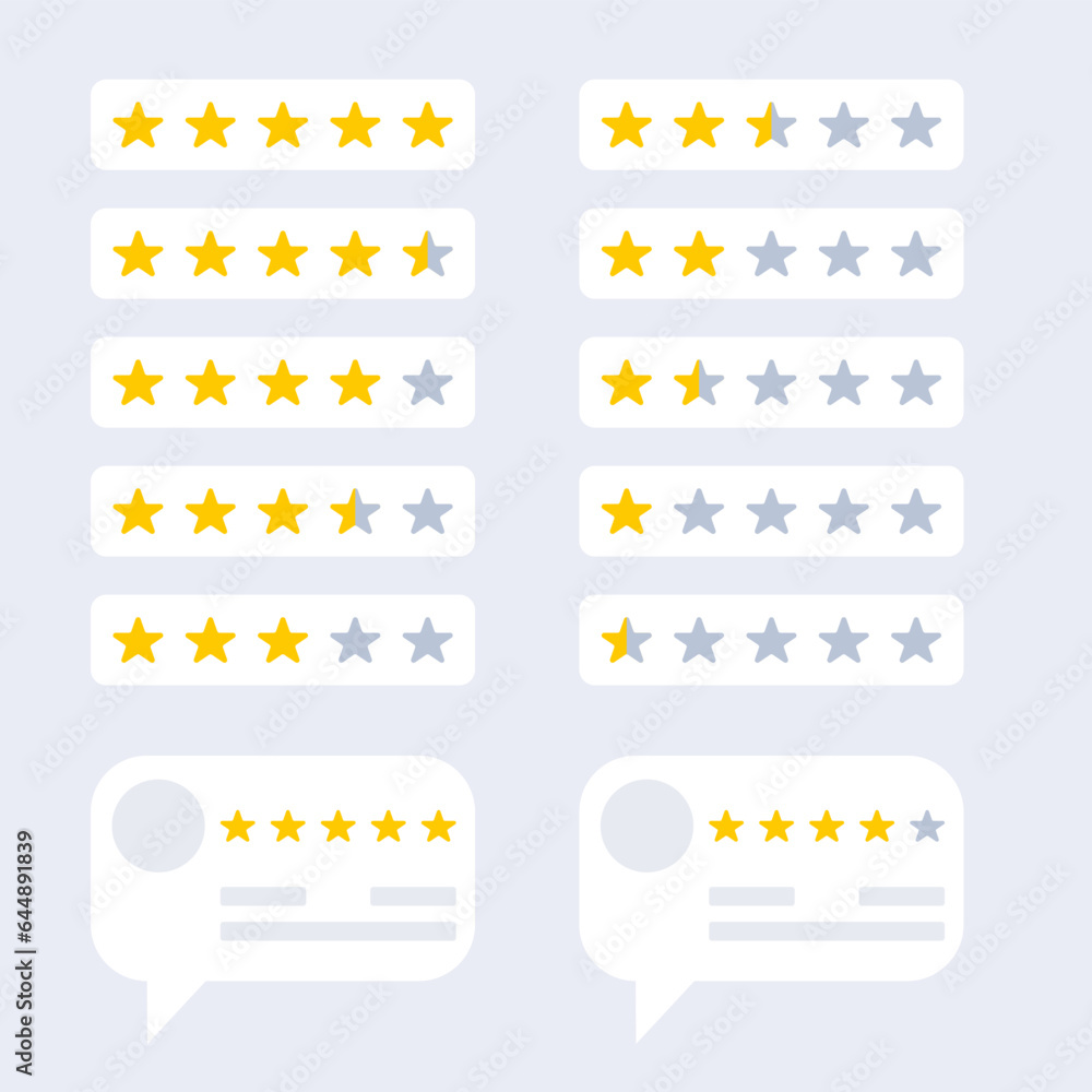 Rating design with stars from zero to five. Comment and rating design ...