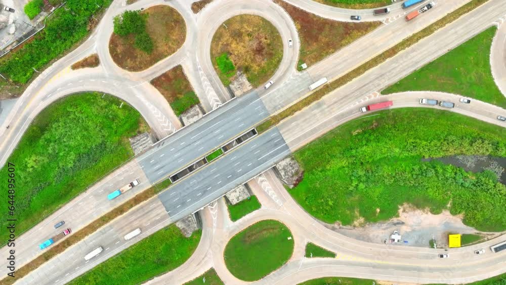 A dogbone interchange, seen from above by a drone, resembles a bone ...