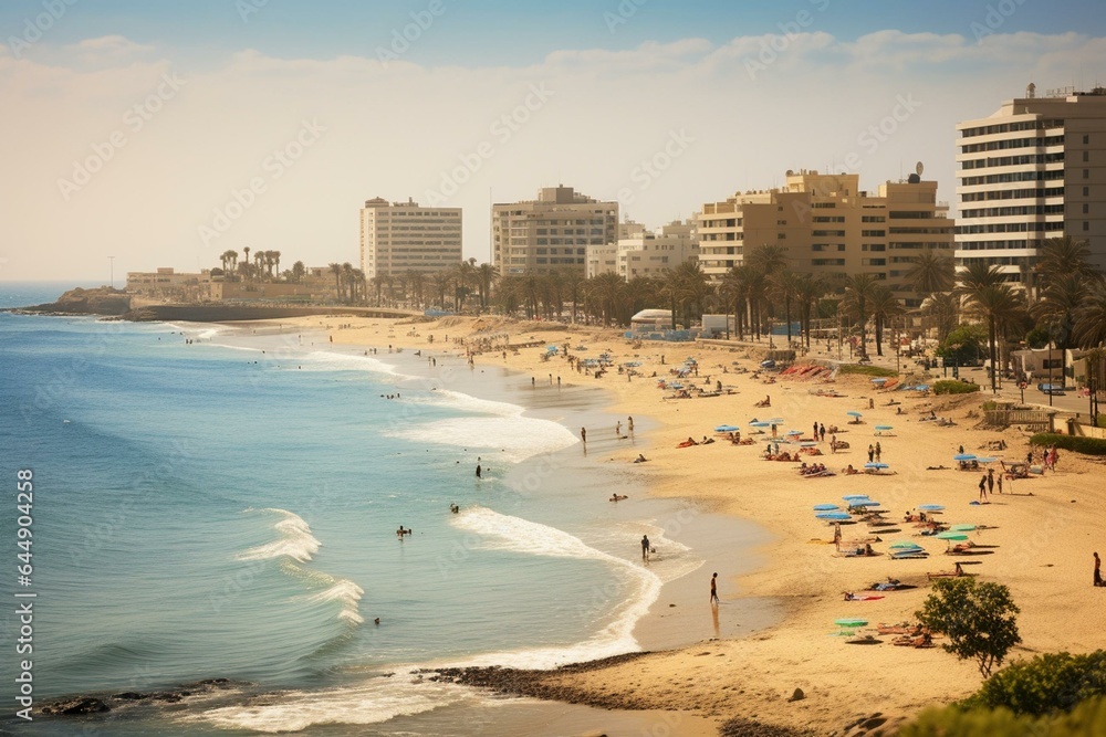 Jeddah beach in Saudi Arabia with a view of the Red Sea corniche and ...
