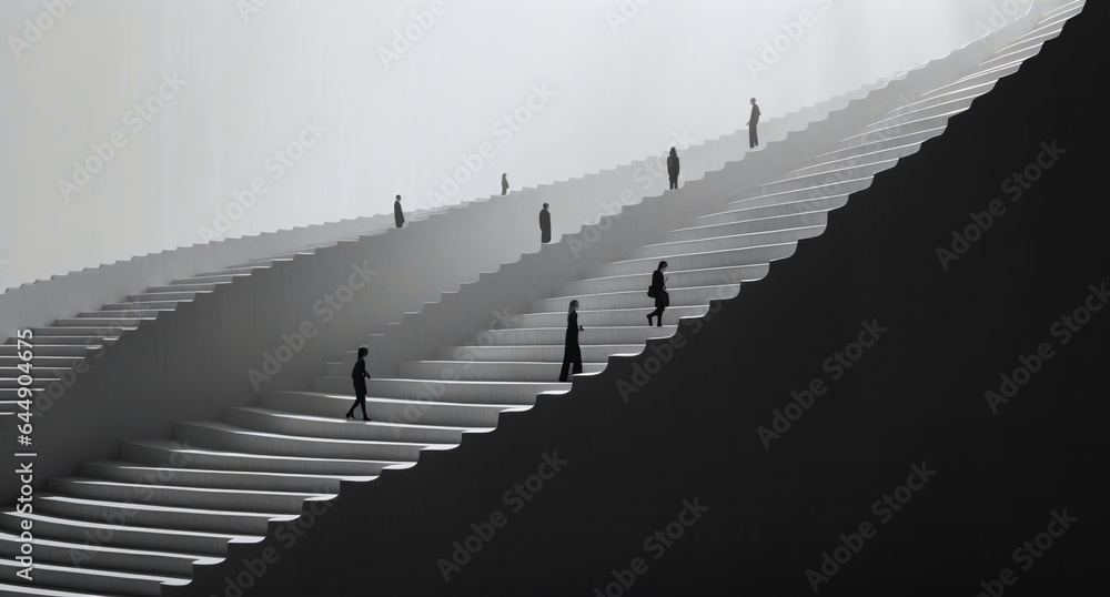 The AI-generated metaphor of people walking up and down the stairs ...