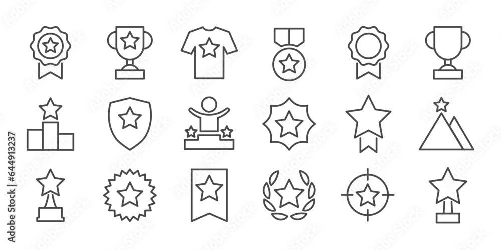 Set with award, award with number 1, one, trophy cup, trophy cup with ...