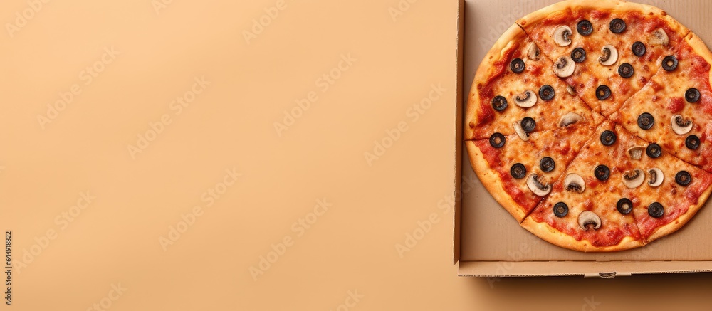 Pizza box template in brown color on isolated pastel background Copy ...