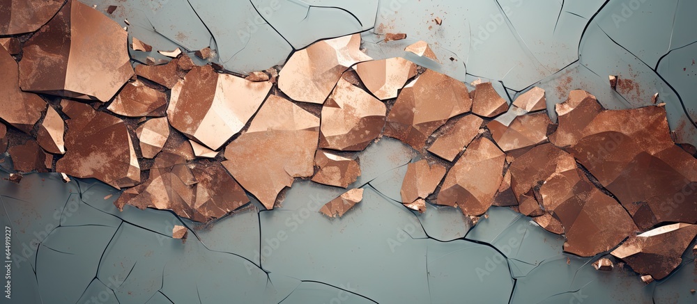 Rough broken copper symbol with shiny texture on isolated pastel ...