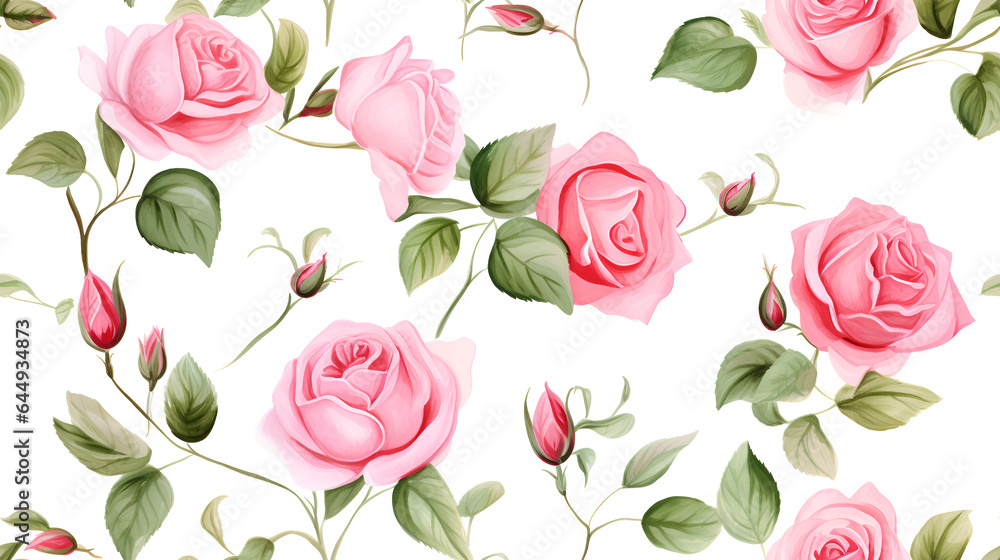 Decorative Rose pattern on white background Stock Photo | Adobe Stock