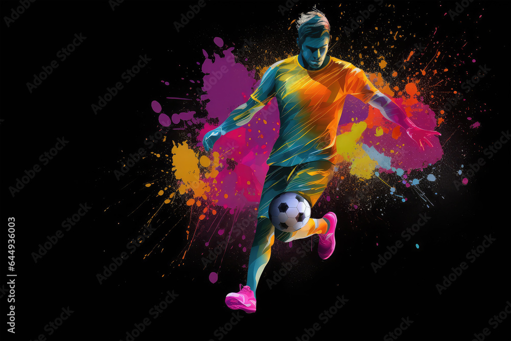 soccer players color splash on background Stock Photo | Adobe Stock
