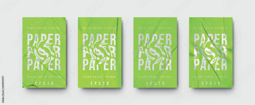crumpled paper poster template, mockup of blank crumpled paper sheets ...