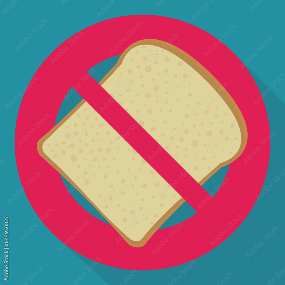 Red circular prohibition symbol with a slice of crossed out sandwich ...