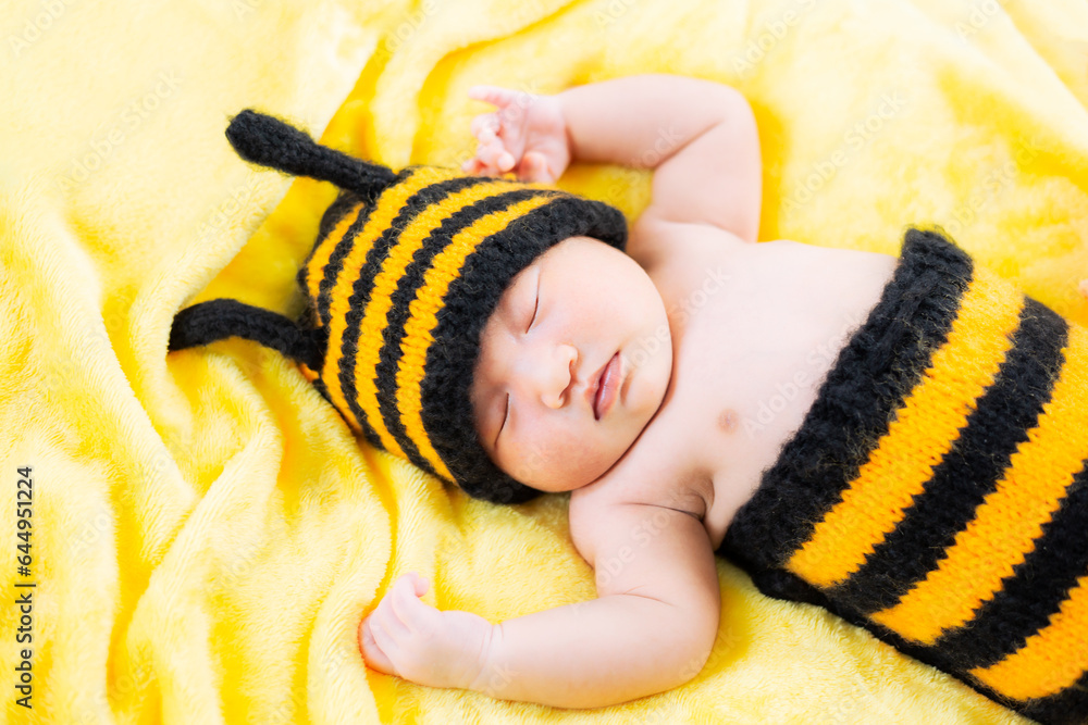 baby boy in yellow bee costume,Asian Baby Girl dress in a bee costume ...