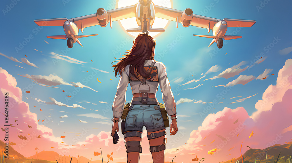 anime girl pilot legends AI Generative Stock Photo | Adobe Stock