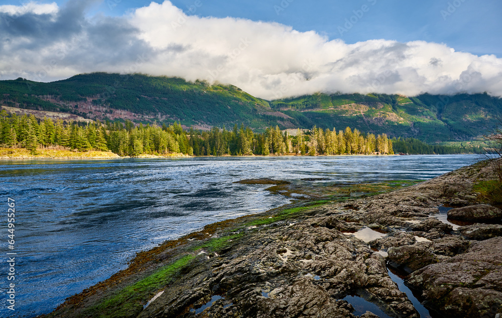 Skookumchuck Narrows. tidal currents create standing waves and ...