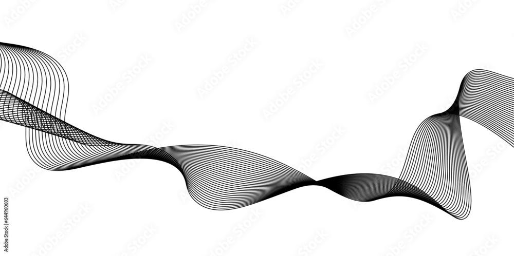 Black wave isolated on white background.black wavy lines on white ...