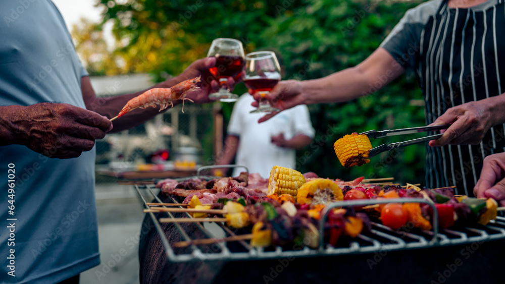 BBQ Fun Party with Grandparents, Family Gathering in the Garden ...