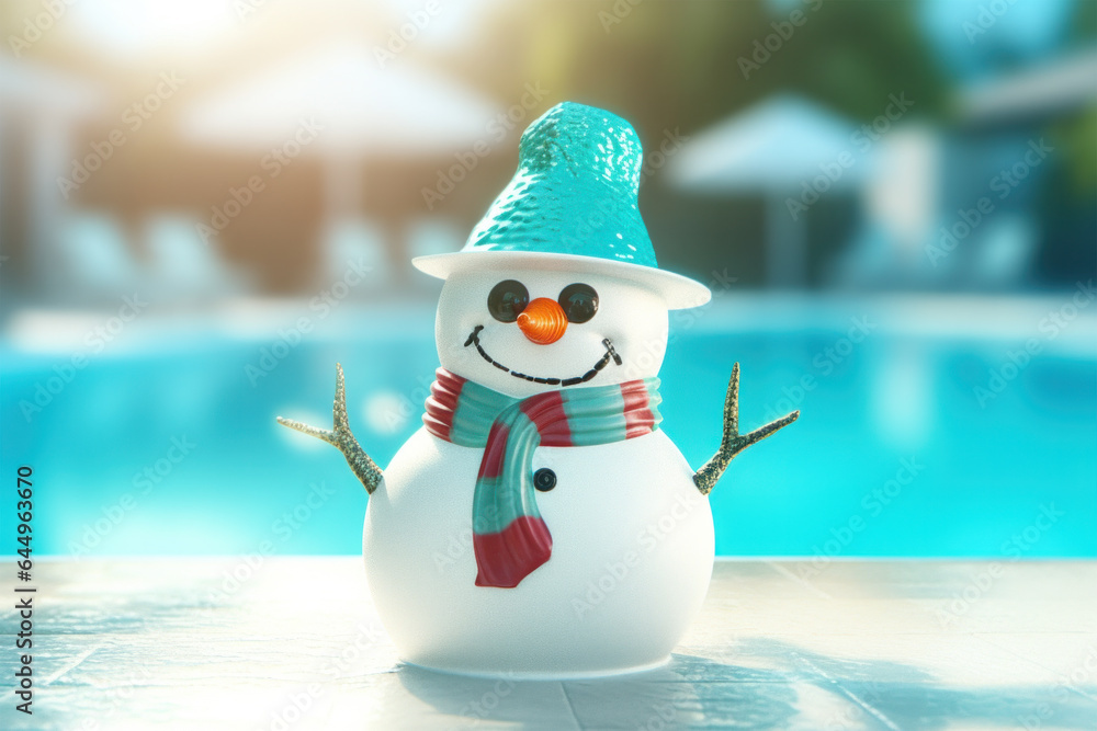Snowman beach vacation holidays near the swimming pool in a luxury ...