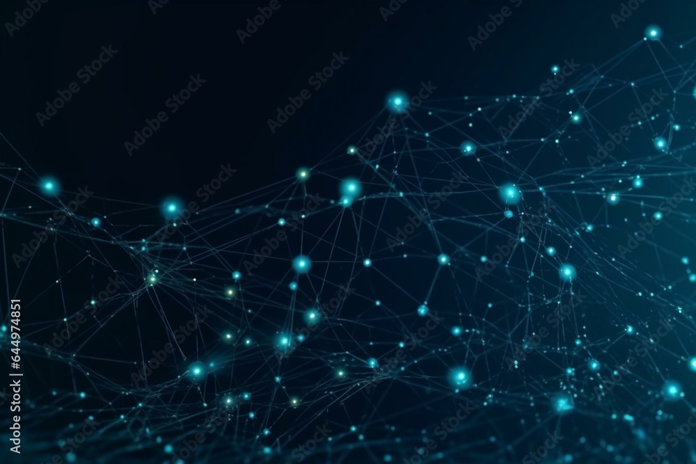 Digital abstract animation of dots and lines on blue background. Network connection structure ...