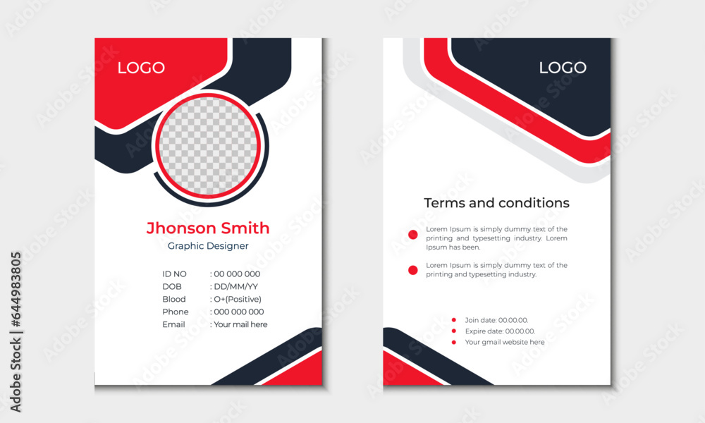 modern and creative, simple vector office id card design with two or ...