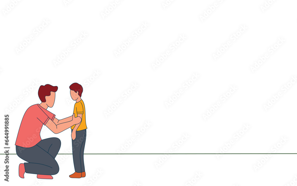 Vector Illustration of father gives encouragement to his son. desperate ...