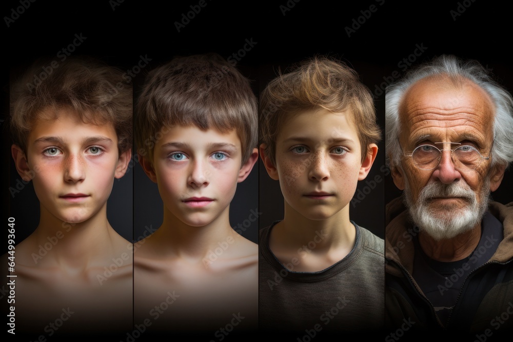 Various Ages in Portraits, Person life stages from childhood to old age ...