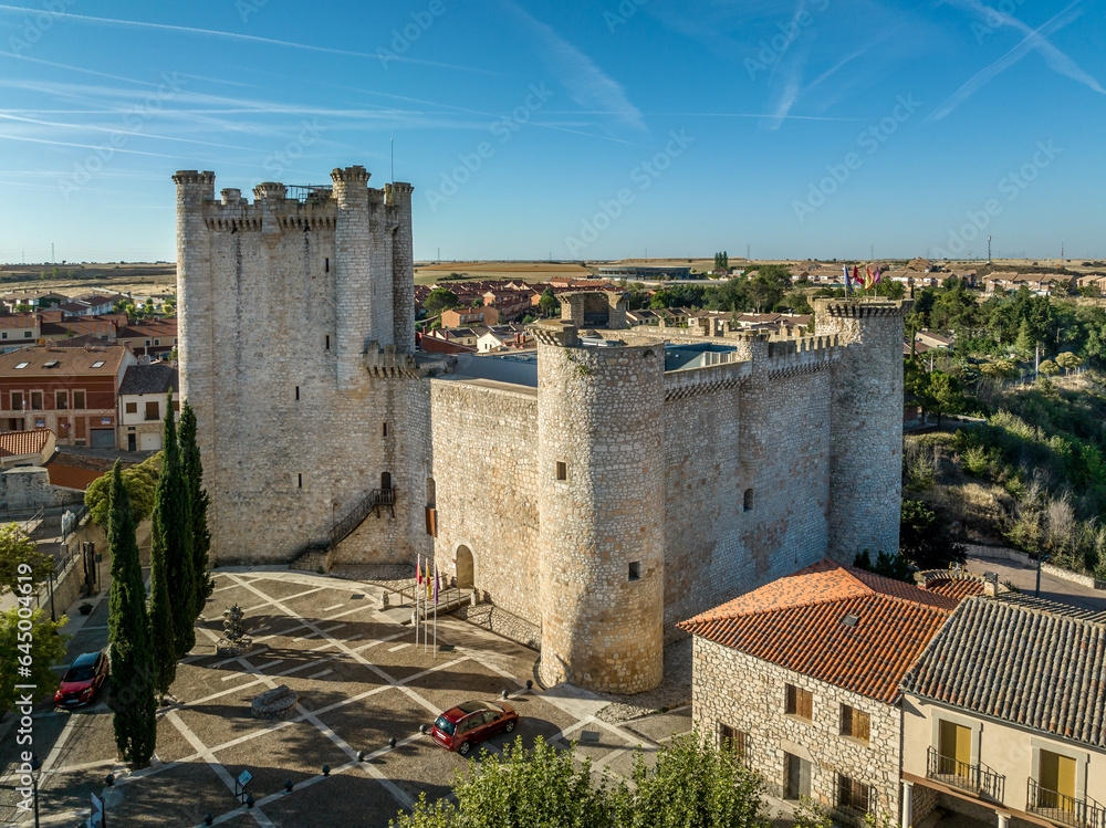 Aerial view of Torija medieval feudal castle in Guadalajara province ...