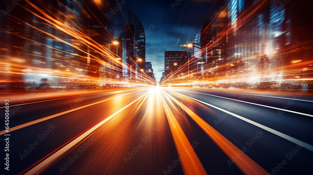 Car motion trails. Speed light streaks background with blurred fast ...