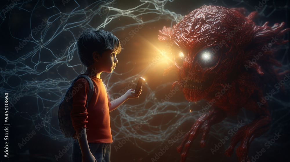 details of a child's mental health accompanied by a frightened creature ...