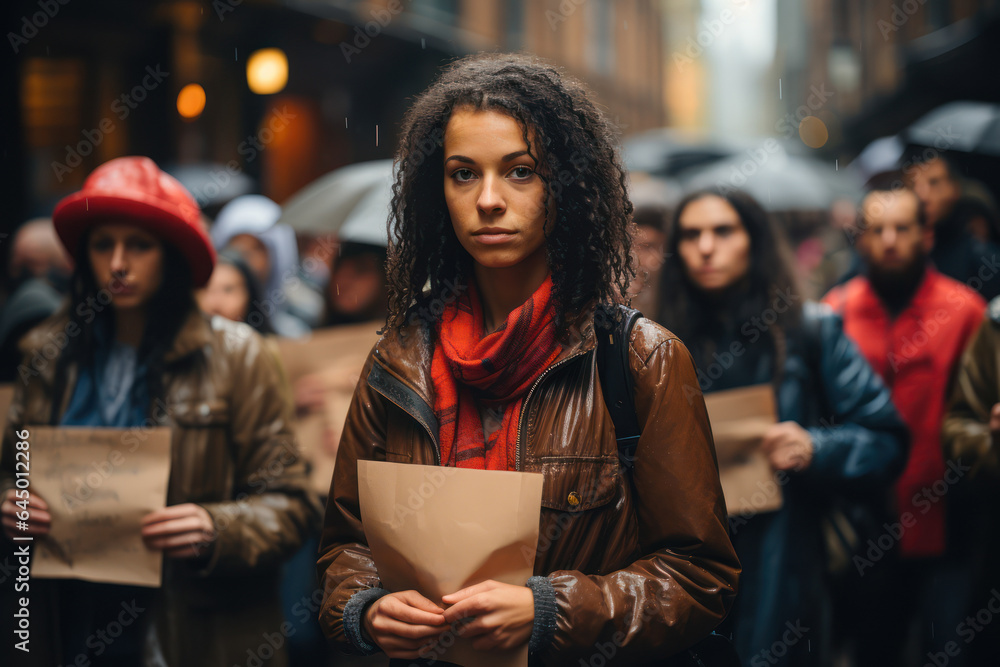 Racial Discrimination. Protesters holding signs against racial ...