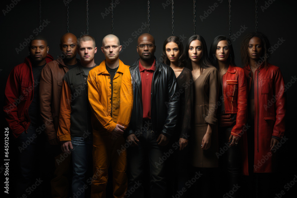 Discrimination and Prejudice. People of different backgrounds separated ...