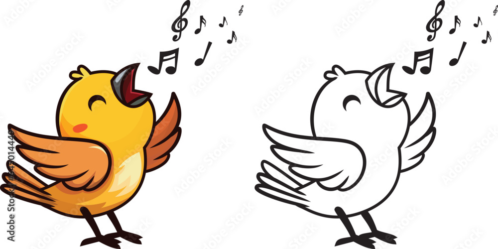 Singing Bird Cartoon Vector Illustration, Bird singing out loud ...