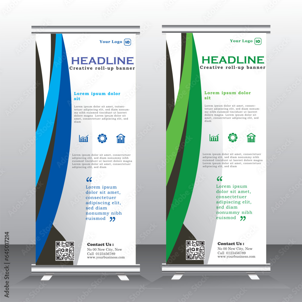 Roll up banner template for your business, vertical banner template ...